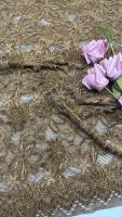 China Leafy Flock Embroidered Lace For Baroque Floral Patterns For Regal And Romantic Formal Gowns for sale