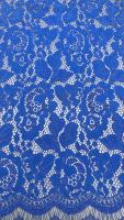 China Blue Lace Embroidered Fabric Floral Patterns Laser Hollow-up  For Party Dresses Clothing for sale