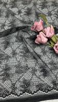 China Black Embroidered Lace Fabric Hollow-up Floral Sequin Laser for Party Dresses Clothing for sale
