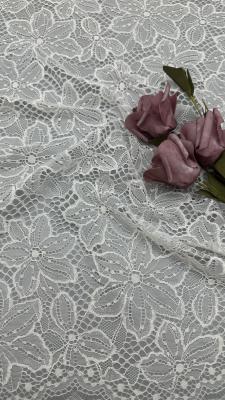 China White Lace Unique Floral Hollow Up Effect For Artistic Wedding Evening Dresses for sale