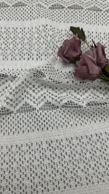 China Luxury 100% Cotton Leafy White Lace Wave Stripe Effect For Women's Ladies Wedding Evening Dresses for sale
