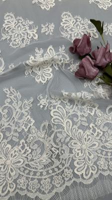 China Embroidered Lace Fabric Tulle with Delicate Floral for Elegant Evening Clothing for sale