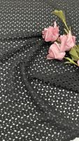 China 100% Polyester Black Corded Lace Fabric Hollow-up Breathe For Cauasl Gowns for sale