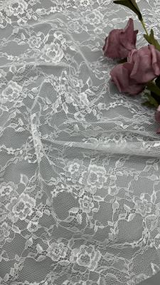 China White Lace New Design Tulle Mesh Fabric Floral Breathe for Cauasl Gowns for sale