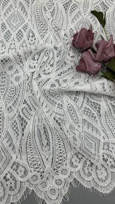 China White Embroidered Mesh Lace for sale