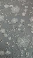 China Leafy Beaded Embroidery Fabric Mesh Floral for Evening Party Dresses Design for sale