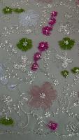 China Leafy Beaded Embroidery Fabric Mesh Floral for Evening Party Dresses Design for sale