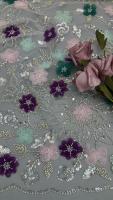 China Colorful Butterfly Floral Embroidered Lace Fabric Mesh for New Collection Evening Gown for sale