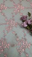 China Embroidered Lace Fabric Colorful Floral Mesh Polyester for Wedding Evening Dresses for sale