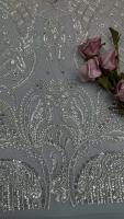 China Beaded Pearl Embroidered Lace Fabric Polyester For New Season Evening Dresses for sale