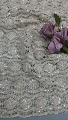 China Corded Lace Fabric Sequin Polyester For New Season Luxary Evening Dresses Gowns for sale