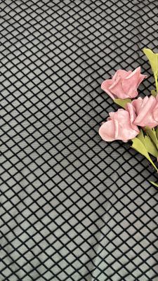 China Customized Rhombus Flocking Corded Lace Fabric for Party Dresses for sale