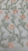 China Eｍbroidered Lace Fabric 100% Polyester Mesh Ground for Wedding Dress for sale