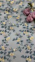 China Leafy Embroidered Lace Fabric 3D Floral Mesh Ground High Quality Luxary Party Dresses for sale