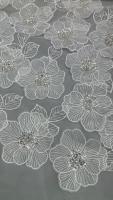China Beaded Embroiderey Fabric 100% Polyester Shining Customized Elegant for Party Gowns Dresses for sale