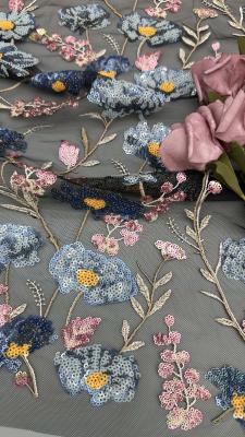 China Sequin Embroideded Lace Fabric Elegant Mesh Customized New Collection Fabric for sale
