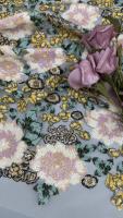 China Sequin Flroal Embroideded Lace Fabric Elegant Mesh Customized New Collection Fabric for sale