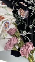 China Flocked Mesh Flroal Sequin Embroideded Lace Fabric For Wedding Party Gowns for sale