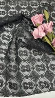 China Leafy Embroideded Lace Fabric Blace Mesh Ground Special Design For Dinner Gowns for sale