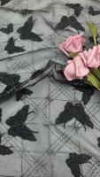 China Butterfly Embroideded Plaid Mesh Breathe Lace Fabric For Girls Party Gowns for sale