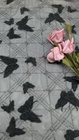 China Butterfly Embroideded Plaid Mesh Breathe Lace Fabric For Girls Party Gowns for sale