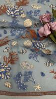 China Sea Fish Embroideded Chinese Culture Luxary Mesh Funny Breathe Fabric For Party Gowns for sale