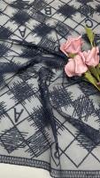 China Plaid Letter Scratch Embroideded High Quality Culture Luxary Breathe Mesh Fabric for sale