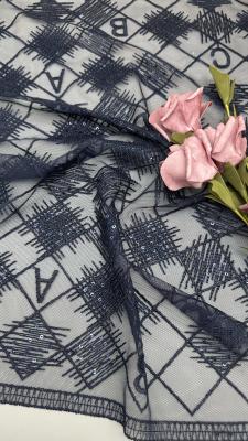 China Plaid Letter Scratch Embroideded High Quality Culture Luxary Breathe Mesh Fabric for sale