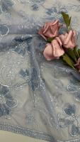 China Leafy Metallic Embroideded Lace Fabric Mesh Luxary High Quality Elegant Fabric For Gown for sale