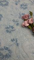China Leafy Metallic Embroideded Lace Fabric Mesh Luxary High Quality Elegant Fabric For Gown for sale