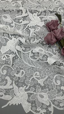 China White Lace Fabric Embroidered Lace Fabric Hollow-up Laser For Wedding Dresses for sale