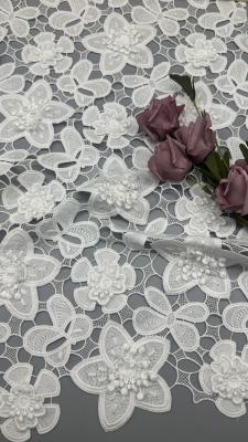China Lace Fabric White Embroidered Lace Fabric Customized Design for sale