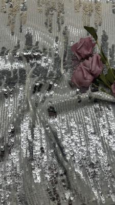 China Sequin Embroidered Lace Shining Color Customized Design Factory For Gowns for sale