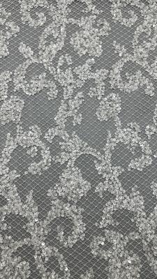 China Sequin Embroidered FLoral Beautiful Mesh Ground Customized Design Factory For Gowns for sale