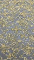 China Yellow Embroidered Lace Fabric High Quality Product Luxary to Wedding Dresses Gowns for sale