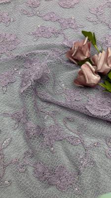 China Leafy Embroidered Lace Fabric Mesh Product Factoty Luxary to Wedding Dresses Gowns for sale
