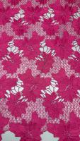 China Guipure Lace Pink Leafy Style Embroidered Lace Fabric for Bridal Wedding Party Gown for sale