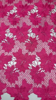 China Guipure Lace Pink Leafy Style Embroidered Lace Fabric for Bridal Wedding Party Gown for sale