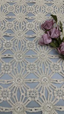 China Guipure Lace 100% Cotton Sequin Crochet Lace Leafy Style for Bridal Wedding Party Gown for sale