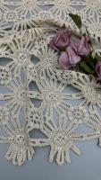 China Guipure Lace 100% Cotton Sequin Crochet Lace Leafy Style for Bridal Wedding Party Gown for sale