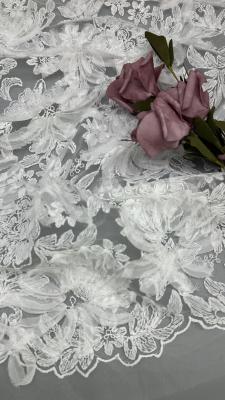 China 3D Lace Fabric WHite Lace Fabric High Quality for Bridal Wedding Party Gown for sale
