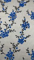 China Blue Wintersweet Design Flocked Customized for Elegant Leafy Party Fabric for sale