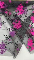 China Wintersweet Transparent Design Flocked Customized for Elegant Leafy Party Fabric for sale