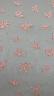 China Leafy Flocked Mesh Lace Design Factory Fabric Customized for Elegant Fabric for sale