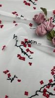 China Traditional Snowflowers  Flocked Mesh Lace Design Fabric Customized for Elegant Fabric for sale