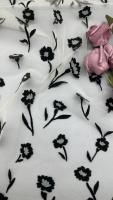 China Sweet Color Traditional Rose Flocked Mesh Lace Quality Customized for Elegant Gown for sale