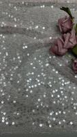 China Sequin Embroidered Lace Fabric Luxary Design Shine Customized Factory for Gowns for sale