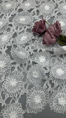 China Guipure Lace Embroidered Hollow-up Fabric Luxary High Quality Special Design For Wedding for sale