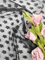 China Flocked Mesh Fabric Customized Leafy High Quality News Manufacturer Wedding Design for sale
