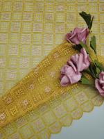 China Plaid Yellow Hollow-up Patter Embroidered Lace Fabric New Collection for sale